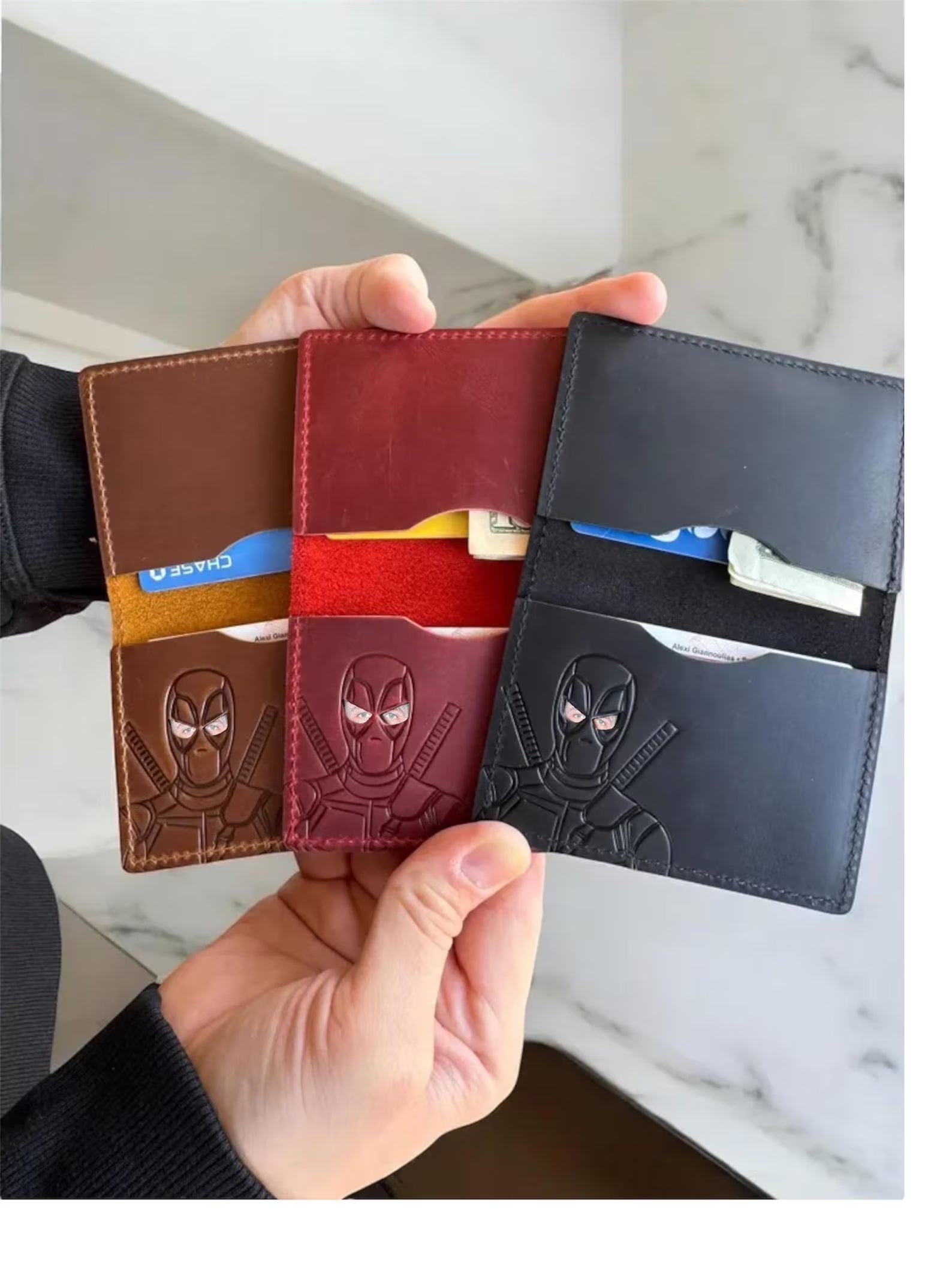 Hero Face Bifold Wallet - Cosplay Comic ID Holder Real Leather – Hero ...